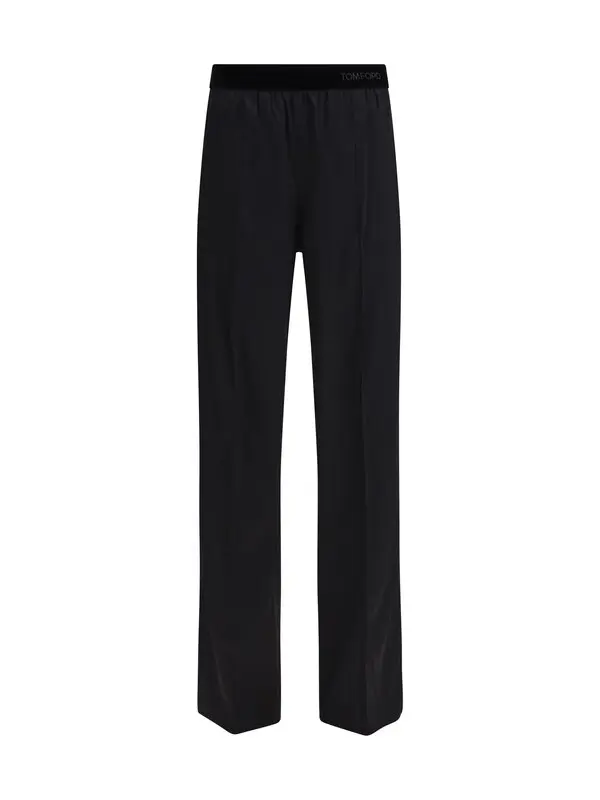 TOM FORD Stretch Silk Satin Trousers - Black