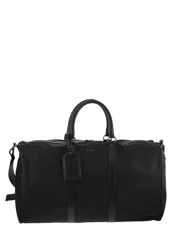 Kiton Nylon And Leather Trimmed Duffel Bag - Black