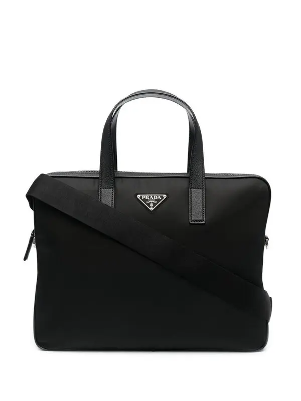 Prada Re-nylon And Saffiano Leather Briefcase - Black