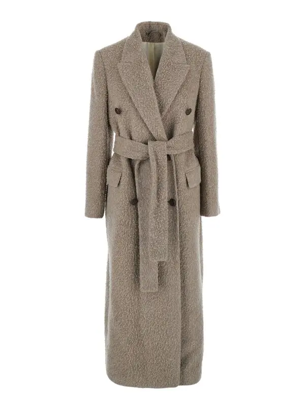 GOLDEN GOOSE Beige Wool And Mohair Blend Double-breasted Coat - Multicolor
