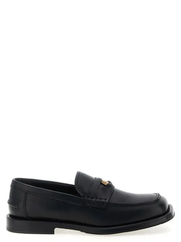 Moschino Berlin Leather Loafers With Metal Coin Detail