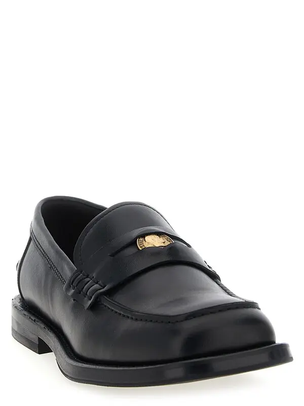Moschino Berlin Leather Loafers With Metal Coin Detail
