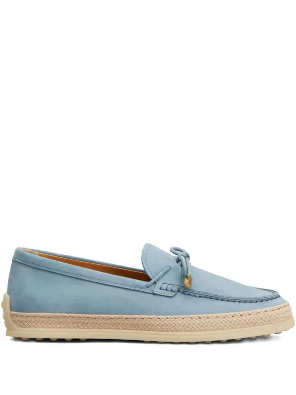TOD'S Suede Braided Trim Loafers - Multicolor
