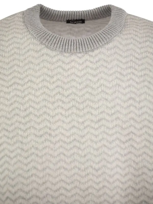 Kiton Crew Neck Cashmere Jumper With Geometric Pattern