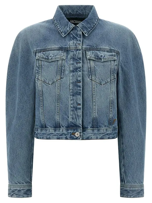 Jacquemus La Veste De-nimes Ovalo Cropped Denim Jacket - Blue