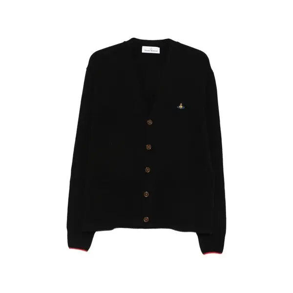 VIVIENNE WESTWOOD Orb Logo V-neck Cardigan - Black