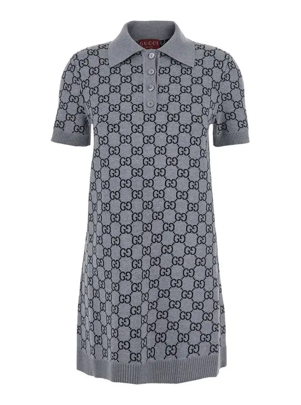 Gucci Wool Dress With Gg Motif - Multicolor