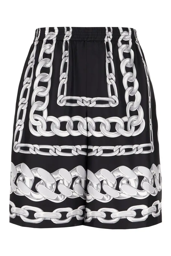 Versace Chain Print High Rise Shorts - Multicolor