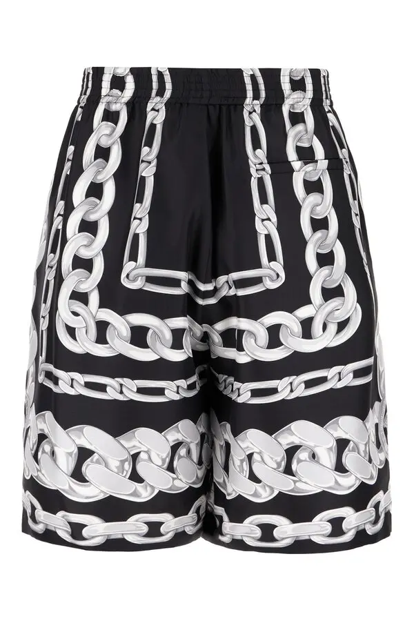 Versace Chain Print High Rise Shorts - Multicolor