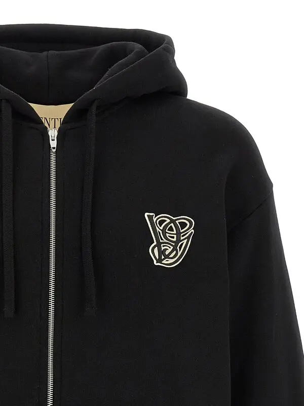 Valentino Garavani Zip-up Hoodie With Vg Patch