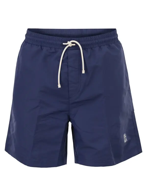 Brunello Cucinelli Swimming Costume With Elastic Waistband And Drawstring - Multicolor