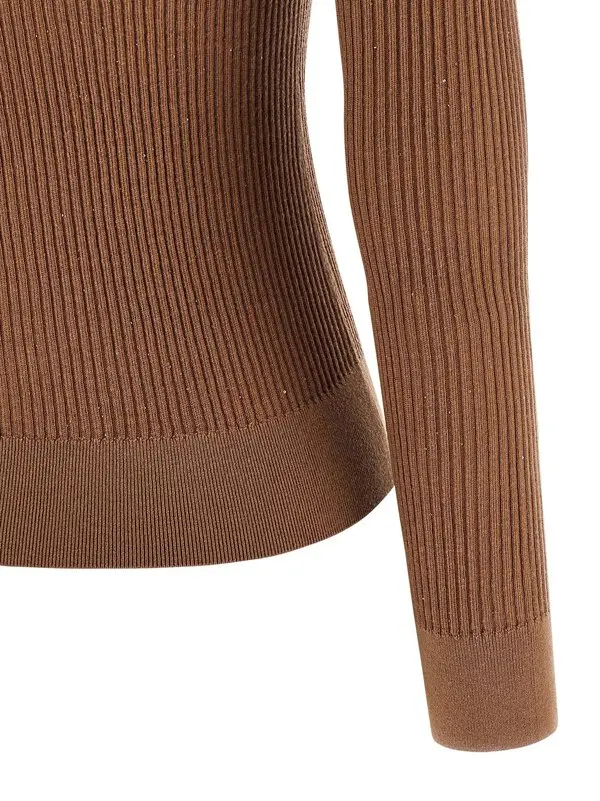 Max Mara Marabu Ribbed Knit Sweater With Micro Sequins - Cream