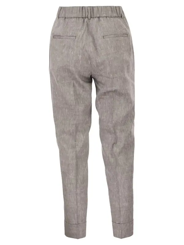 Peserico Wool Blend Flannel Trousers With Lurex Stripe