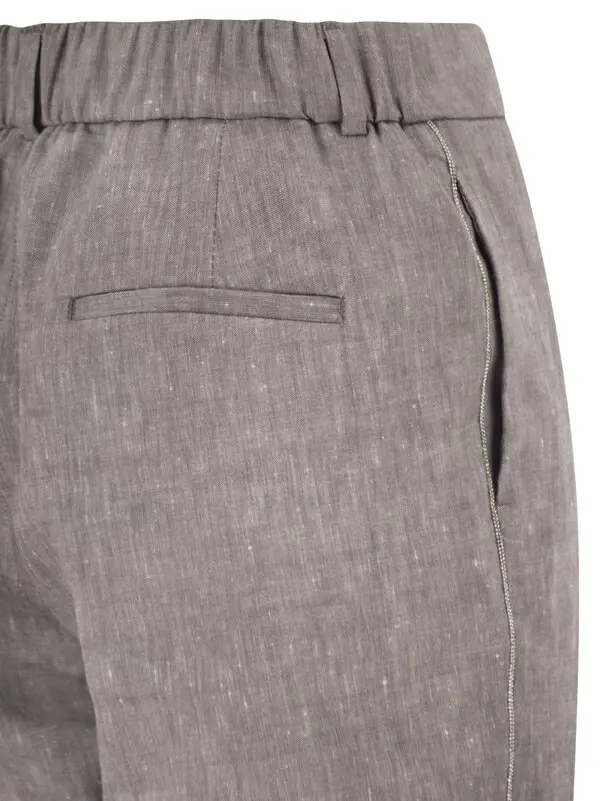 Peserico Wool Blend Flannel Trousers With Lurex Stripe
