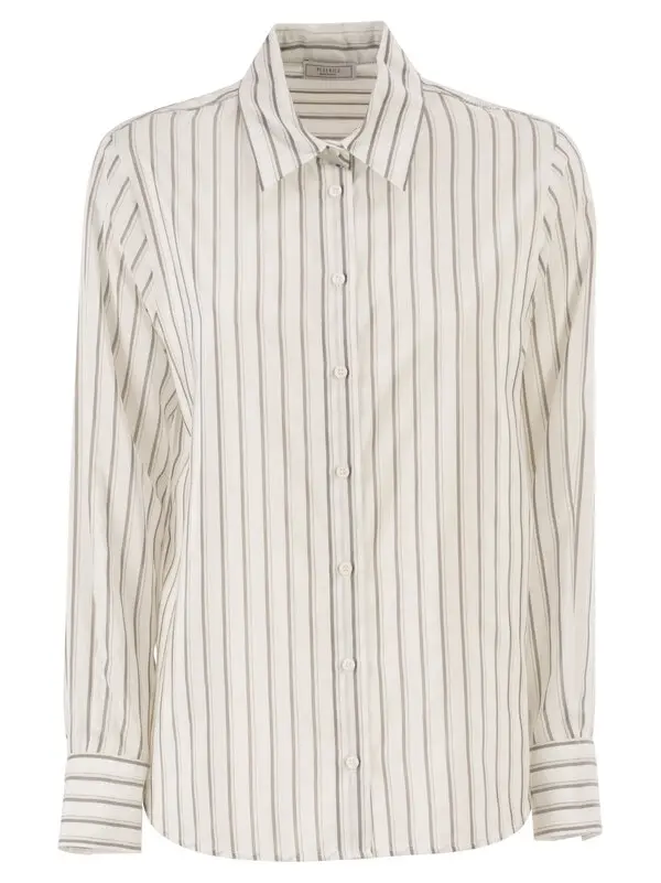 Peserico Striped Cotton And Silk Organza Shirt - Multicolor