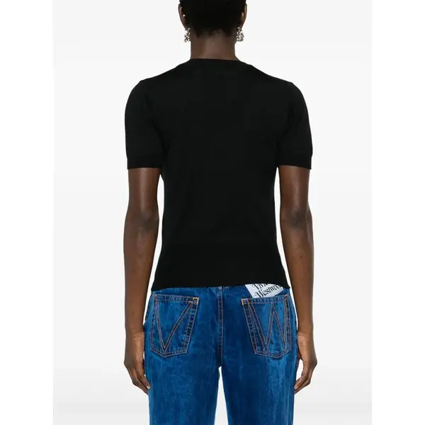 VIVIENNE WESTWOOD Merino Wool-silk Blend Crewneck T-shirt With Orb Logo