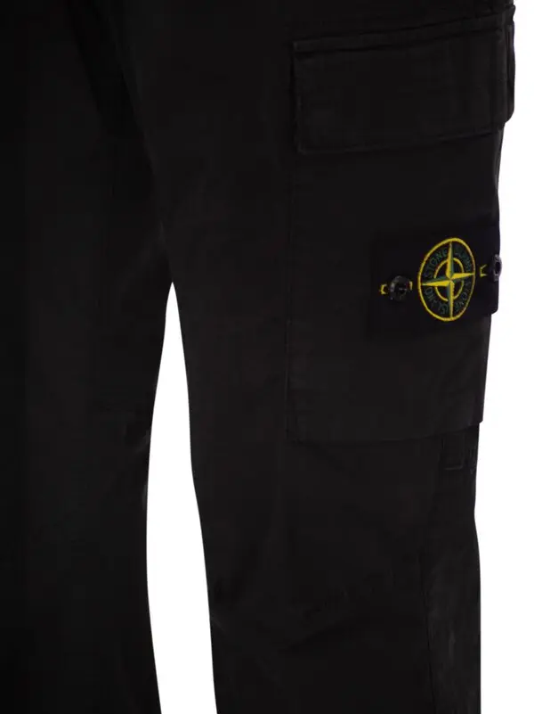 Stone Island Regular Tapered Fit Cargo Trousers - Black