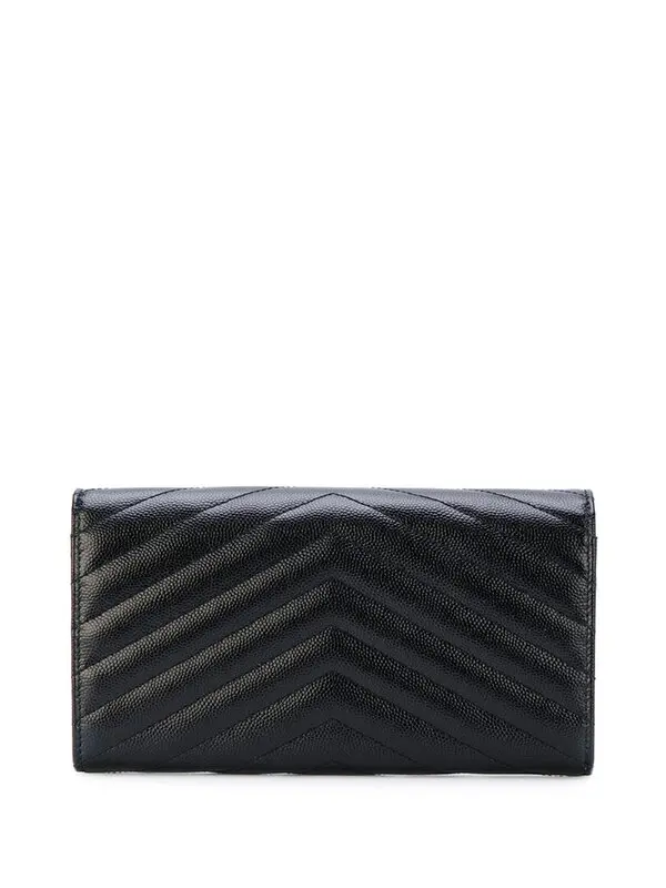 Saint Laurent Cassandre Matelassé Large Flap Wallet In Grain De Poudre Leather - Black