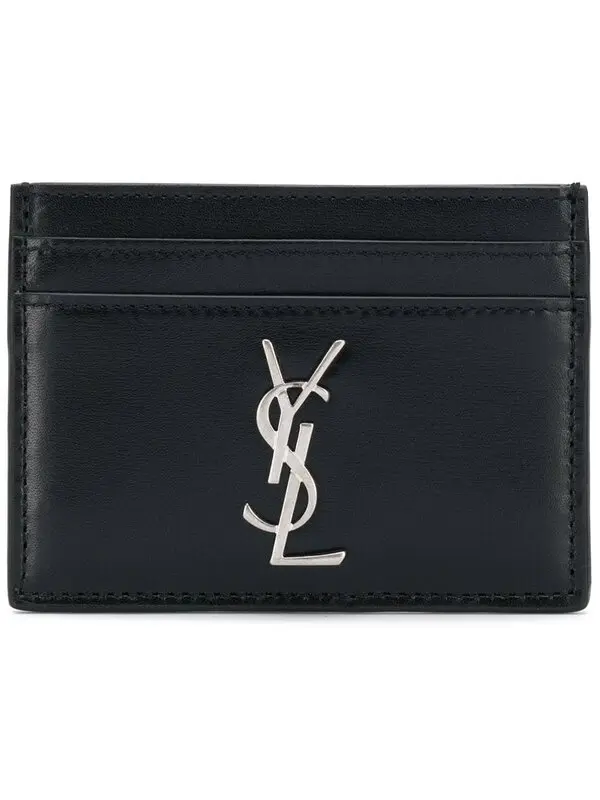 Saint Laurent Smooth Leather Cassandre Card Holder - Black