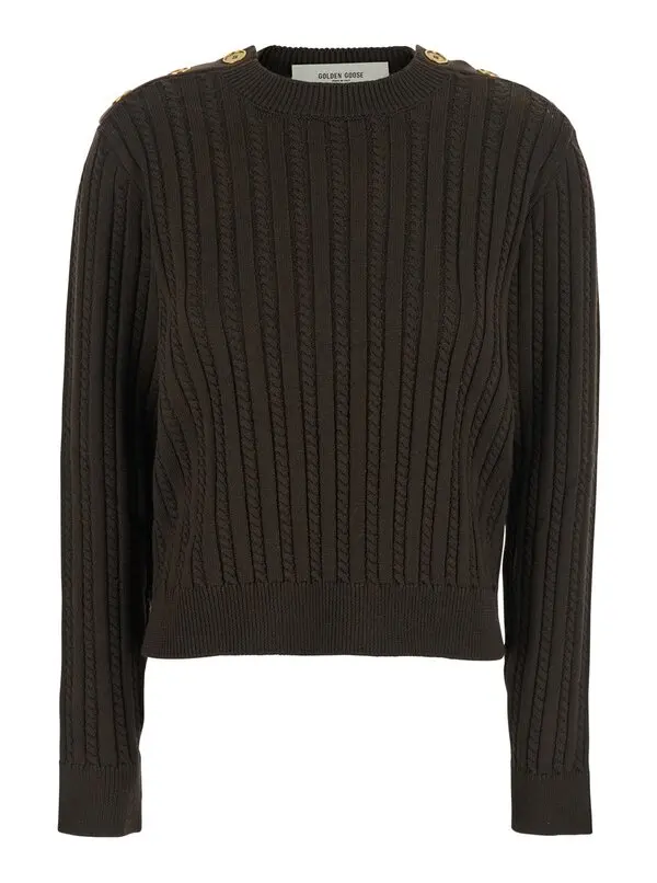 GOLDEN GOOSE Crewneck Wool Sweater With Button Detail - Multicolor