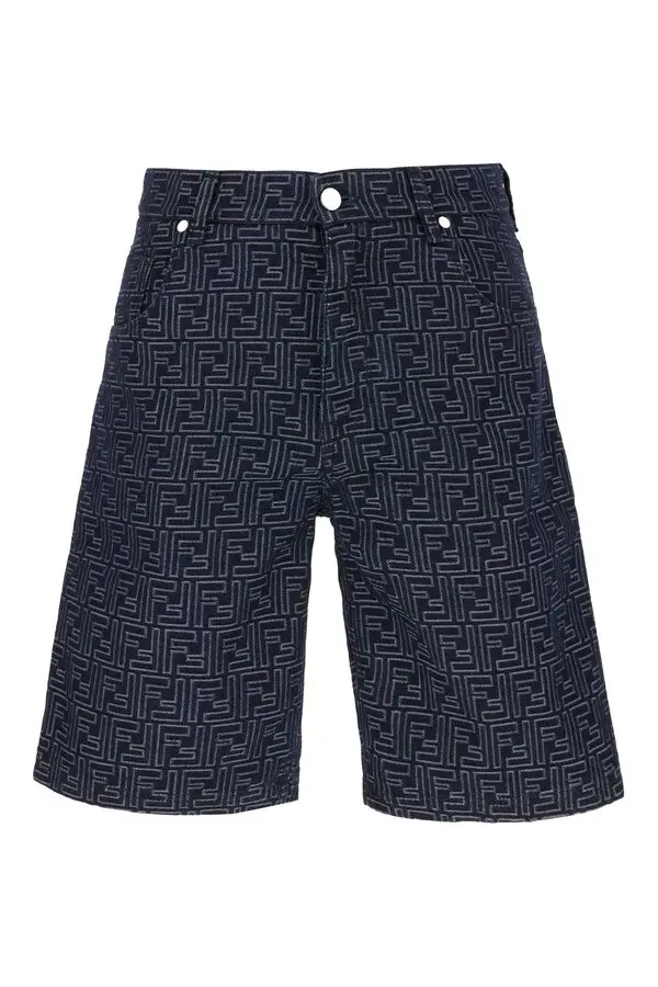 Fendi Monogram Denim Shorts - Multicolor