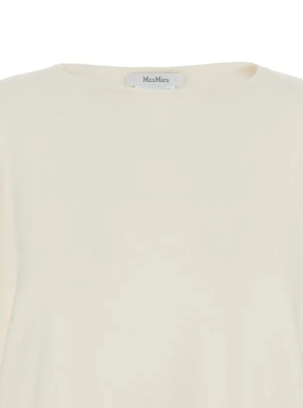 Max Mara Wool Sweater With Wide Sleeves And Knotted Hems - White
