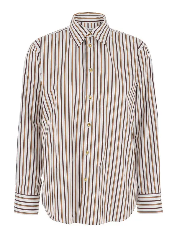 Bottega Veneta Classic Collar Striped Cotton Shirt - Multicolor