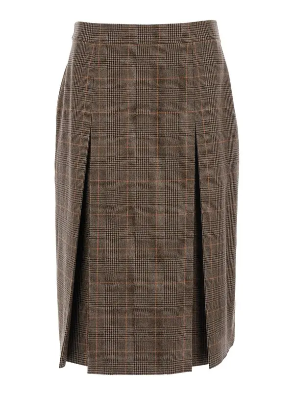 Saint Laurent Midi Skirt With Check Motif - Multicolor