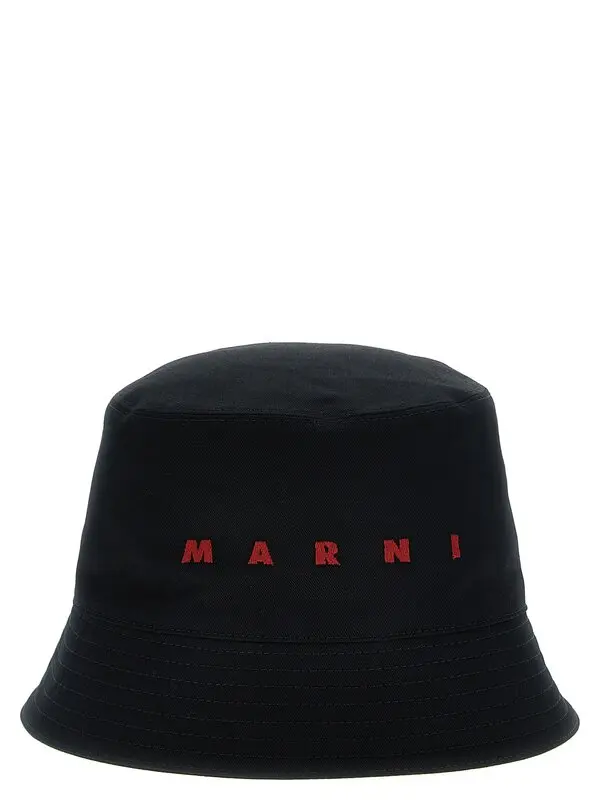 Marni Embroidered Logo Bucket Hat - Black