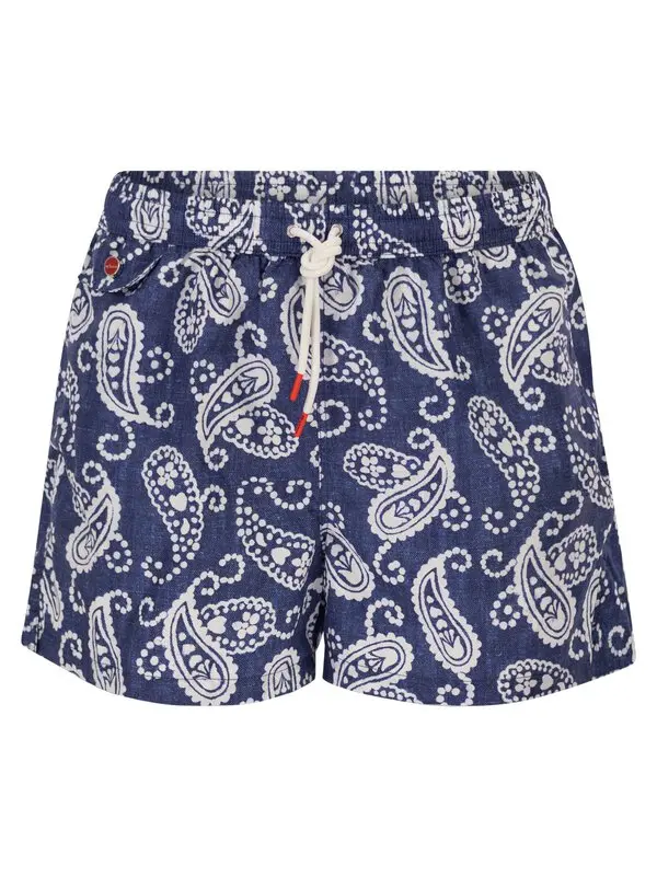 Kiton Short Patterned Swim Boxers In Polyester