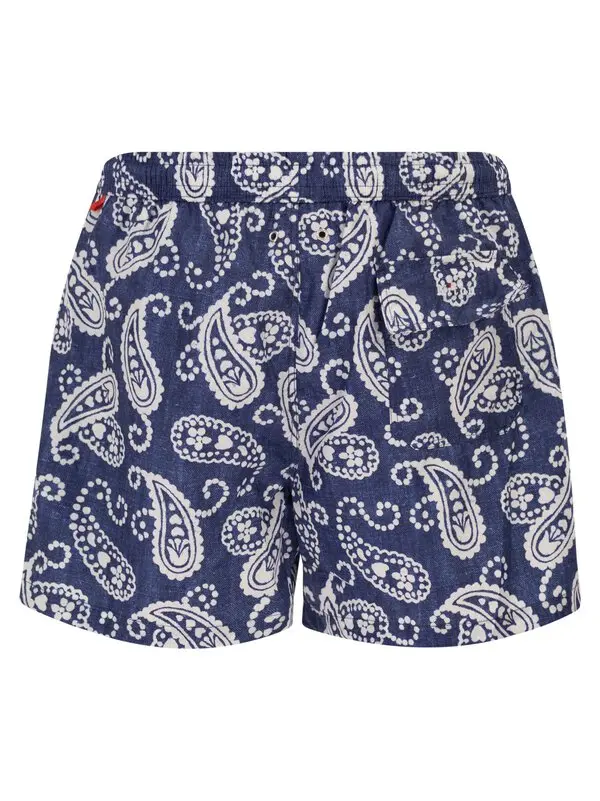 Kiton Short Patterned Swim Boxers In Polyester