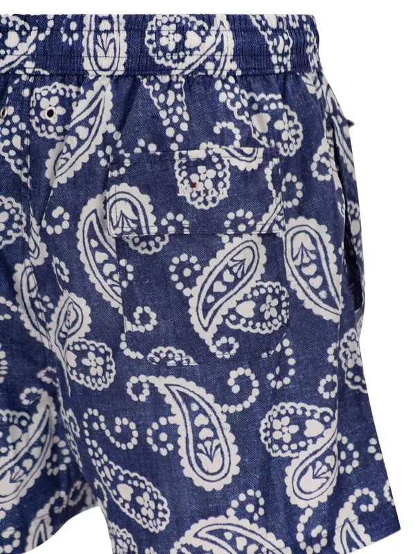 Kiton Short Patterned Swim Boxers In Polyester