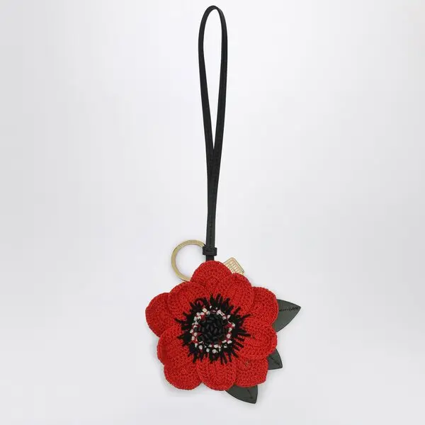 Miu Miu Trick Keychain In Crochet And Leather - Red