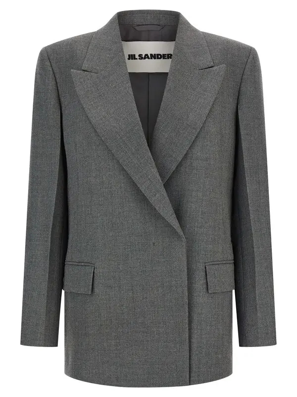 JIL SANDER Double-breasted Wool Blazer - Gray