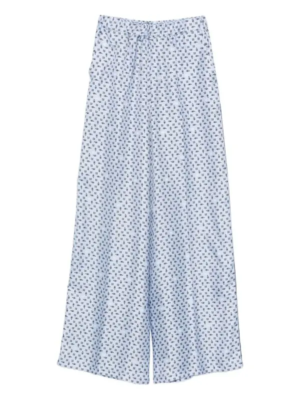 Max Mara Silk Printed Wide Leg Trousers - Multicolor