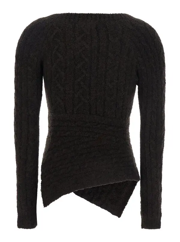 Attico Wool Sweater With Asymmetrical Design And Logo Lettering - Multicolor