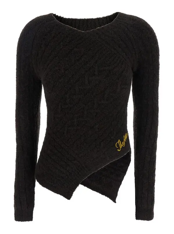 Attico Wool Sweater With Asymmetrical Design And Logo Lettering - Multicolor