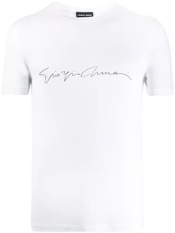 Giorgio Armani Asv Stretch-viscose T-shirt With Signature Logo - White