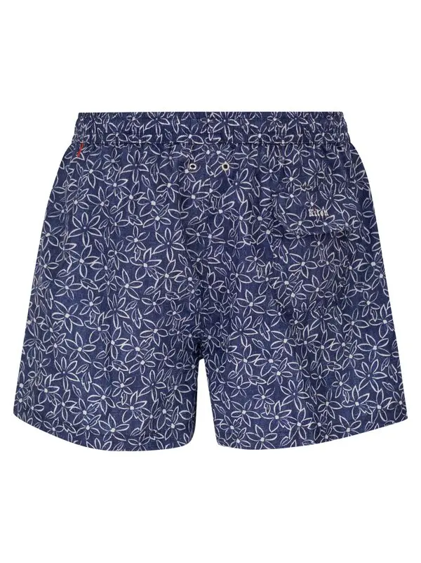 Kiton Short Patterned Swim Boxers - Blue