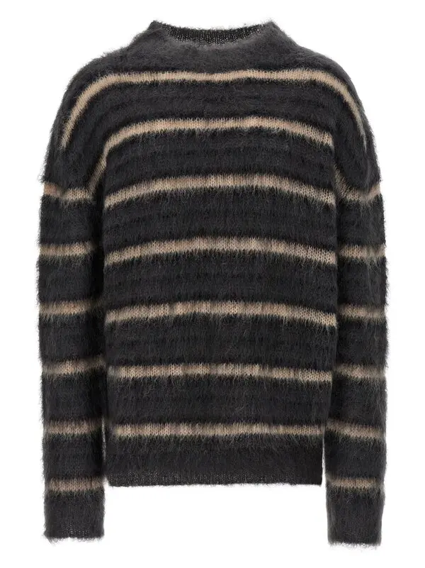 Marni Brushed Mohair Striped Sweater - Gray