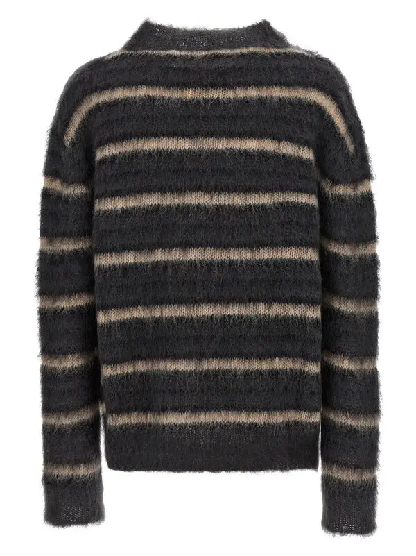 Marni Brushed Mohair Striped Sweater - Gray