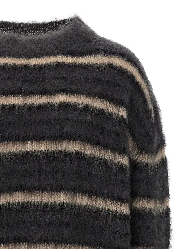 Marni Brushed Mohair Striped Sweater - Gray
