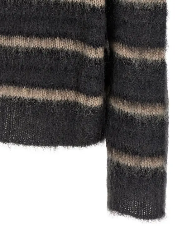 Marni Brushed Mohair Striped Sweater - Gray