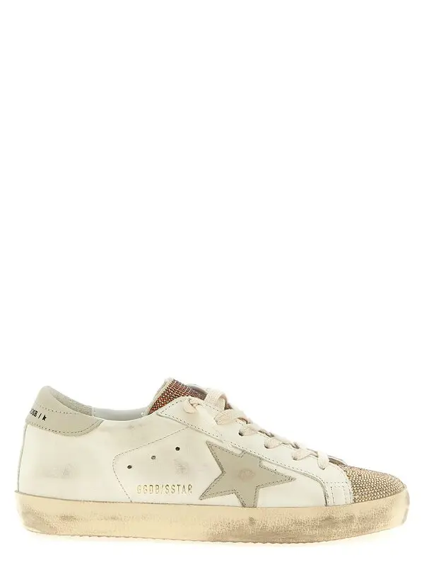 GOLDEN GOOSE Superstar Leather Sneakers With Crystal Embellishments - Multicolor