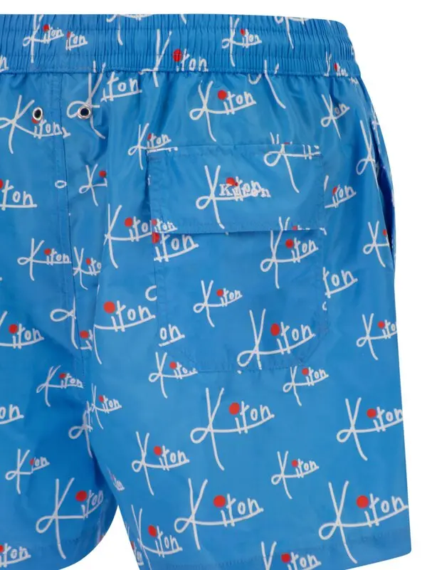 Kiton Short Patterned Swim Boxers - Blue