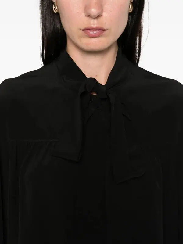 Chloé Black Silk Blouse With Pussy Bow Collar - Multicolor