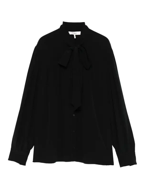 Chloé Black Silk Blouse With Pussy Bow Collar - Multicolor