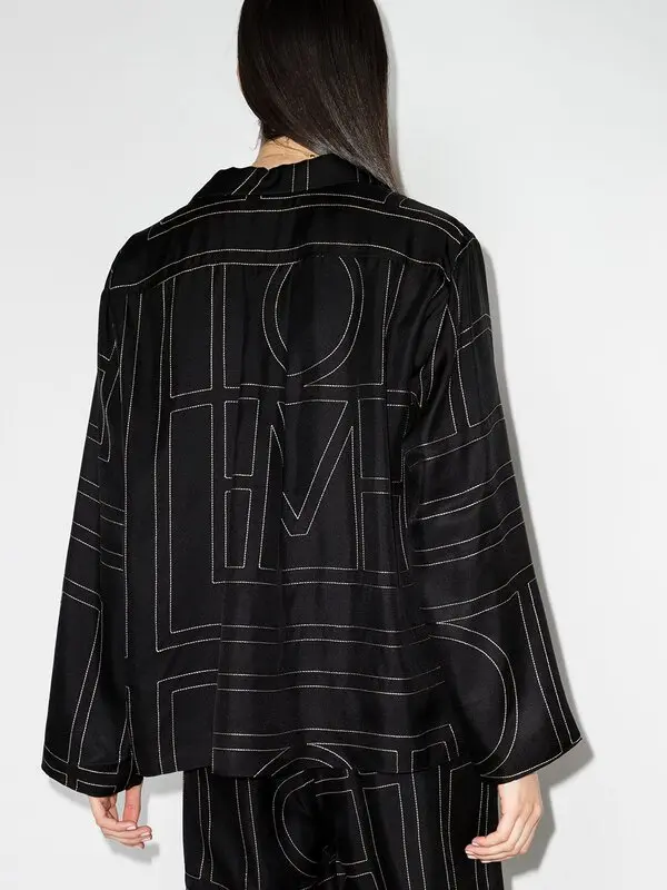TOTEME Silk Embroidered Monogram Pajama Shirt - Multicolor