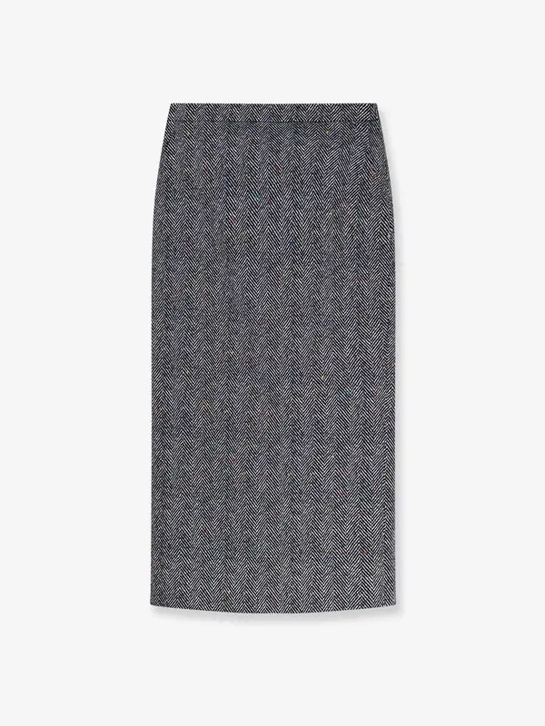 Givenchy Herringbone Motif Cotton Midi Skirt - Multicolor