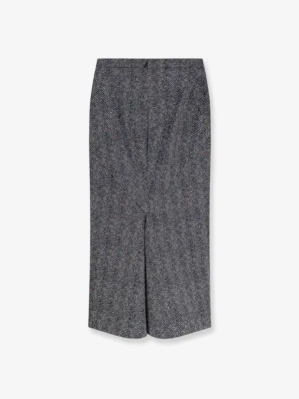 Givenchy Herringbone Motif Cotton Midi Skirt - Multicolor